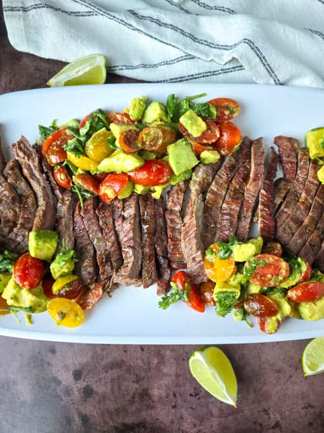 Grilled Skirt Steak with Avocado Tomato Salad - Casual Foodist